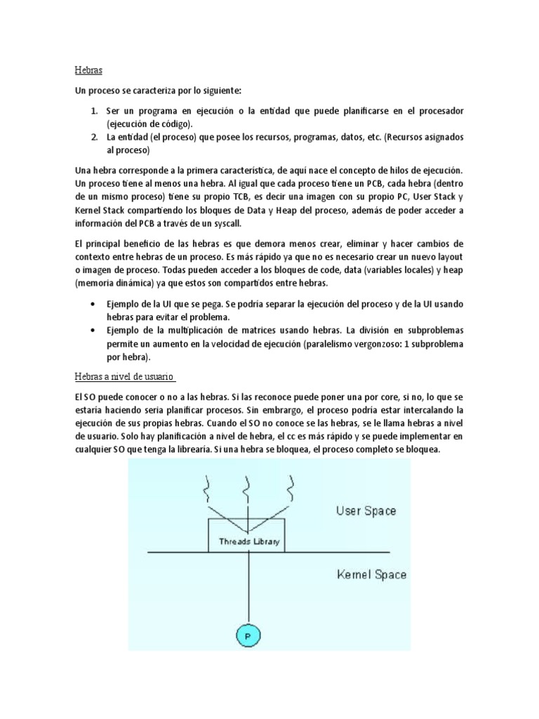 Notas de Clase: Hebras y Concurrencia | PDF | Proceso (Computación) | Hilo (Computación)