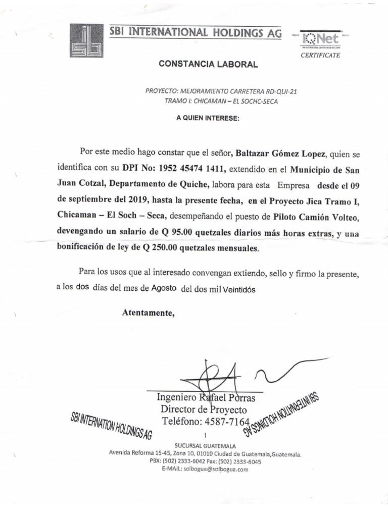 Constancia Laboral | PDF