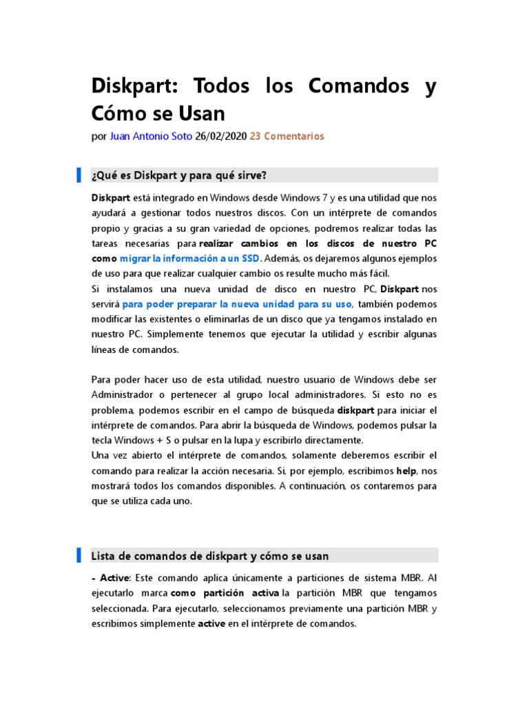 Manual Diskpart | PDF | Software del sistema | Informática