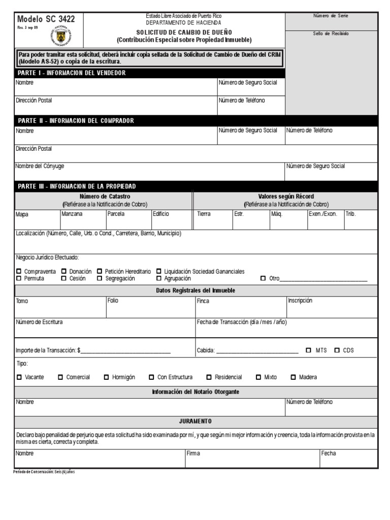 SC3422 - CRIM Cambio de Dueño | PDF | Derecho