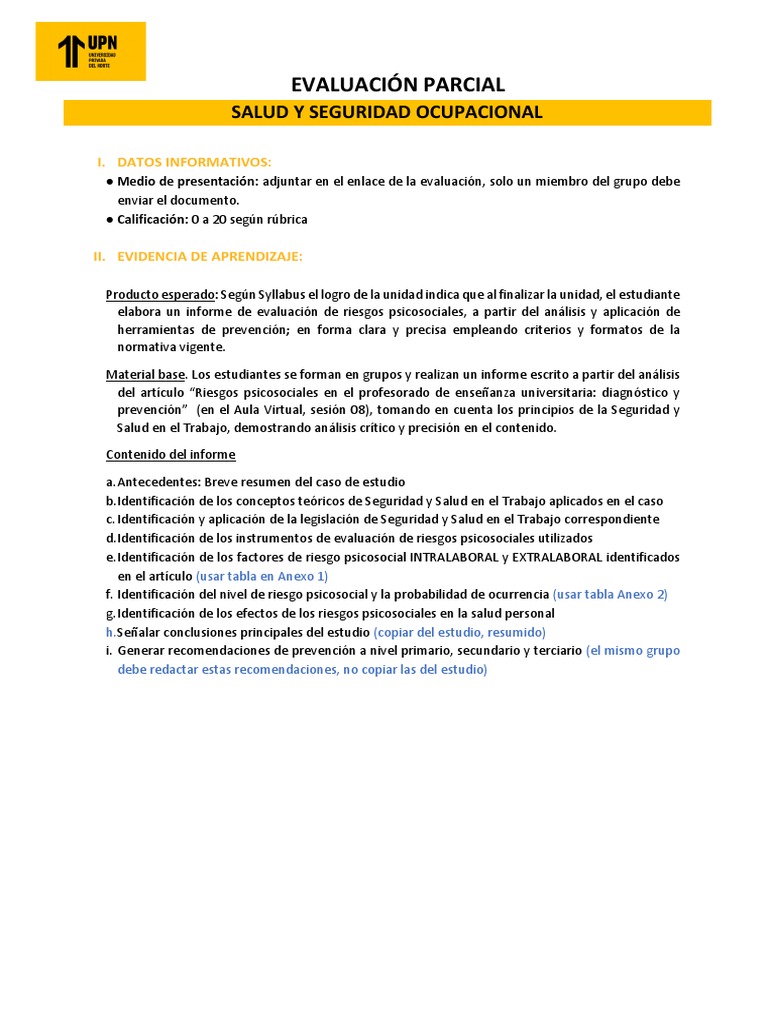 Ssocup Evaluacion Parcial Evaluacion Practica | PDF | Las emociones | Atención