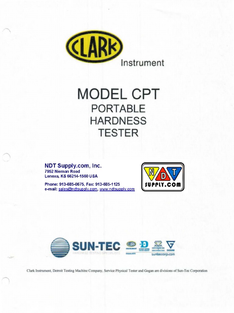 Clark CPT MANUAL | PDF | Hardness | Accuracy And Precision