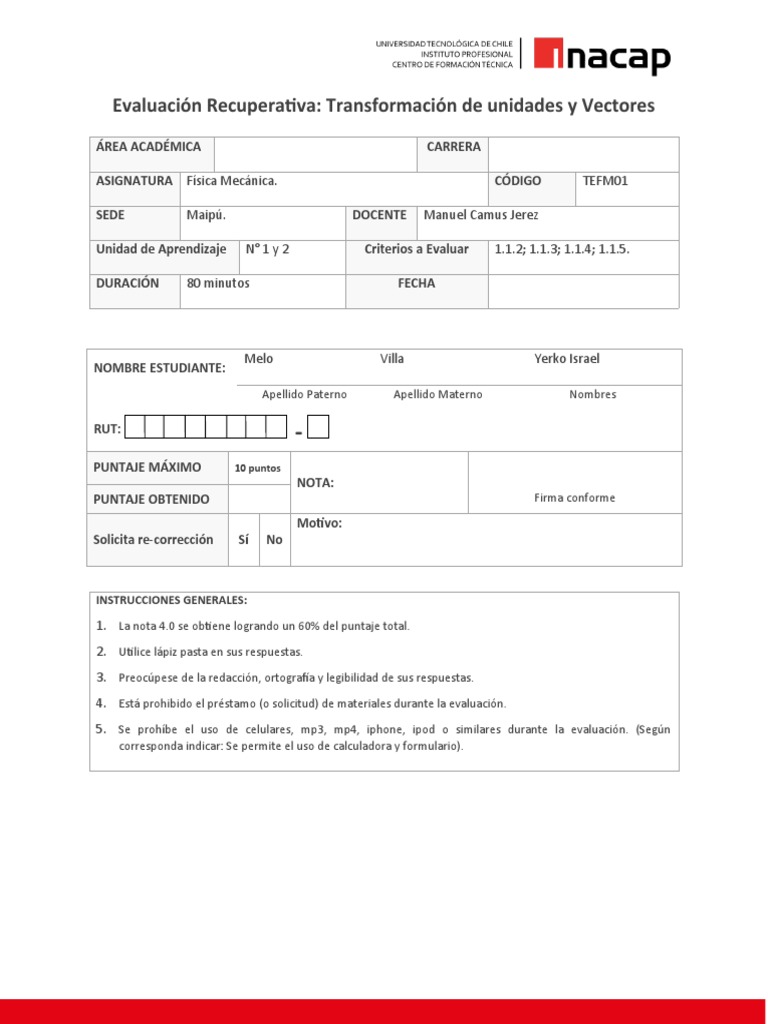 Yerko Melo Fisica Pdf Tasas Temporales Mecánica