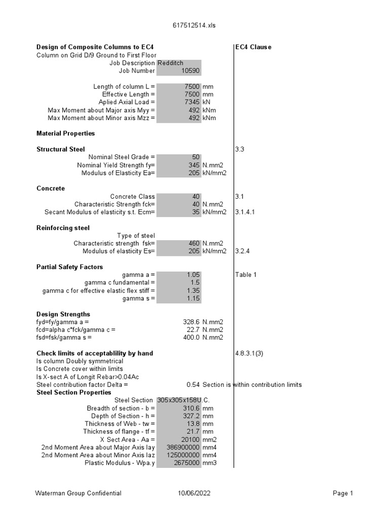 Composite Column Design | PDF | Strength Of Materials | Civil Engineering