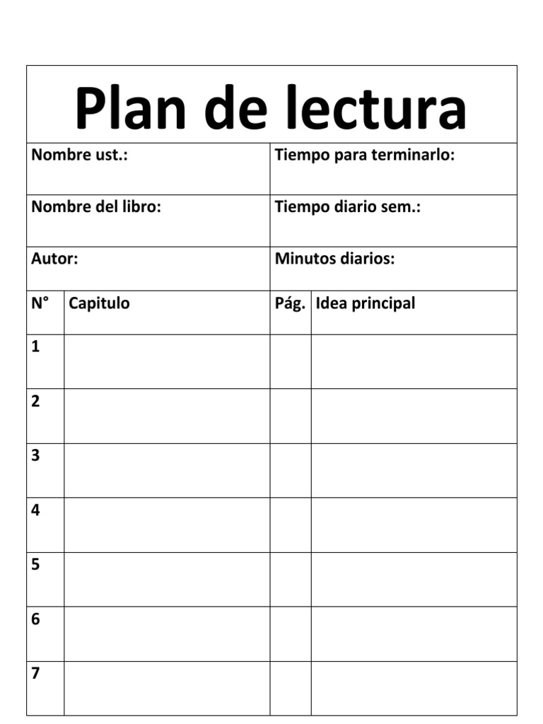 Plan de Lectura | PDF