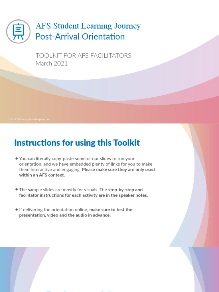2021 AFS Student Post-Arrival ORIENTATION | PDF | Cross Cultural Communication | Learning