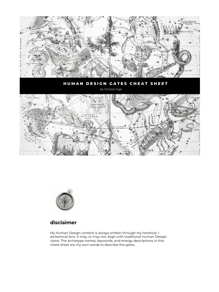 Human Design Gates Cheat Sheet by Christie Inge | PDF