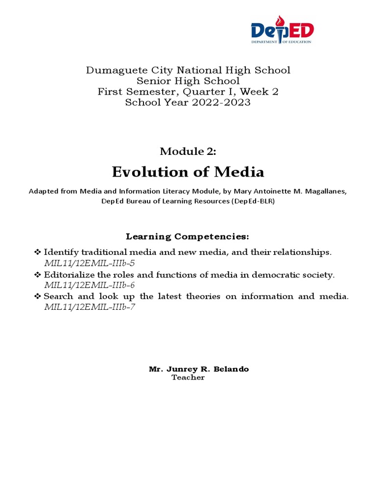 Q1 W2 MIL Evolution of Media | PDF | Internet Of Things | Internet