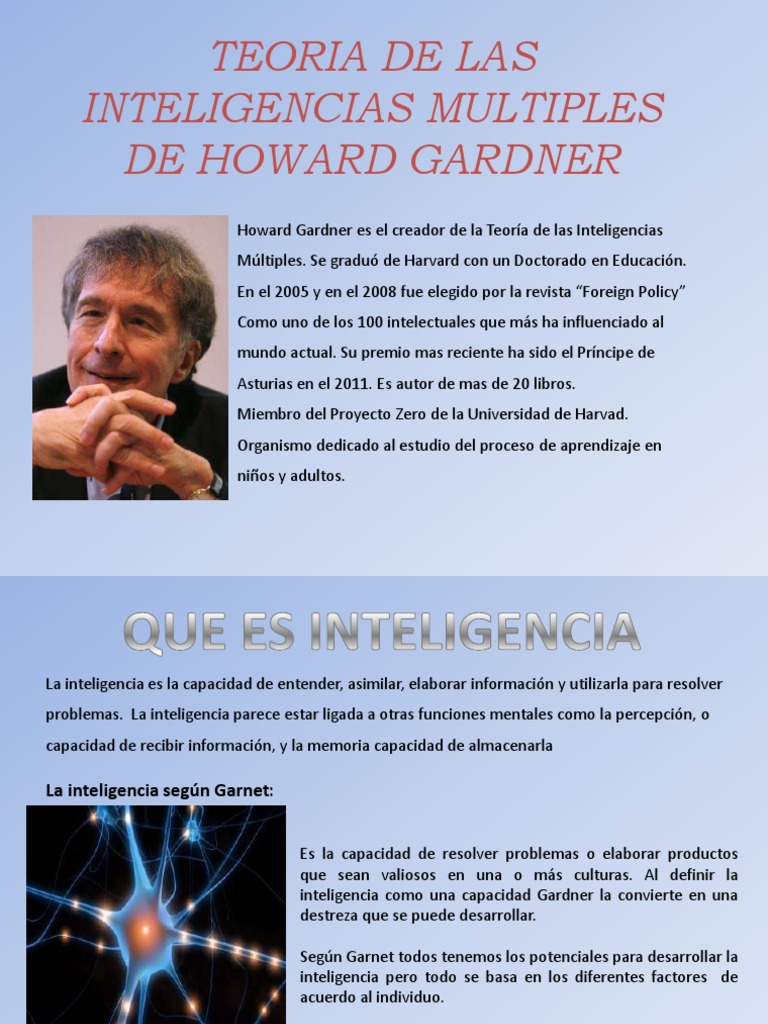 Teoria de Las Inteligencias Multiples de Howard Gardner | PDF ...