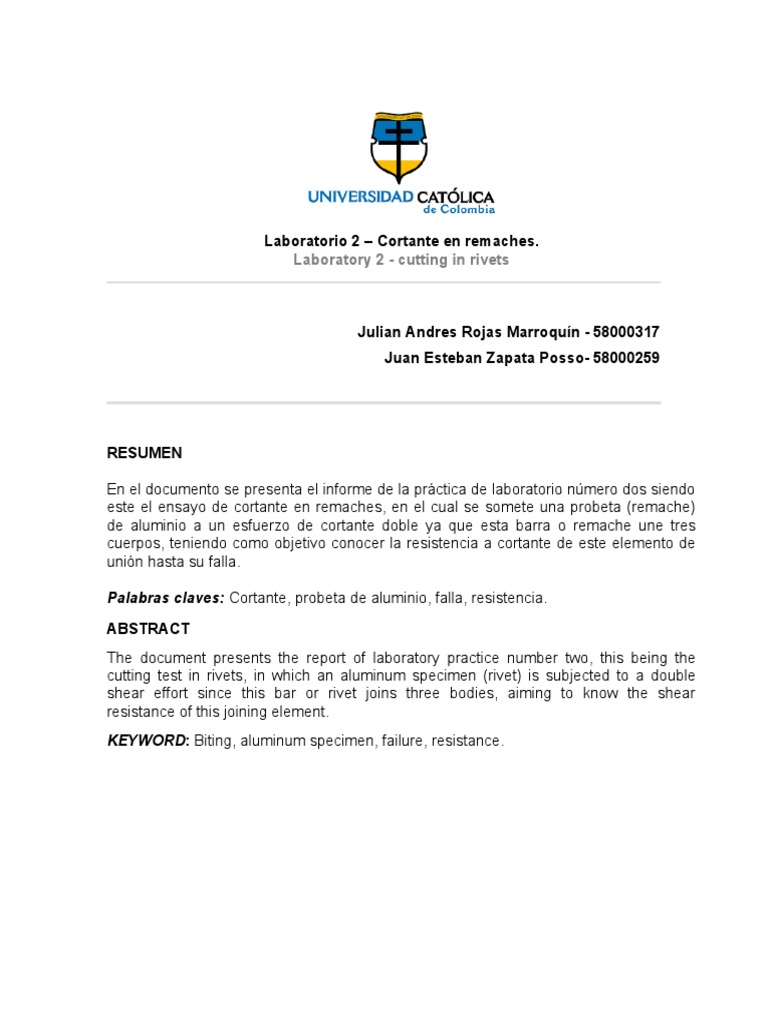 Lab2 MS | PDF | Remache | Tornillo