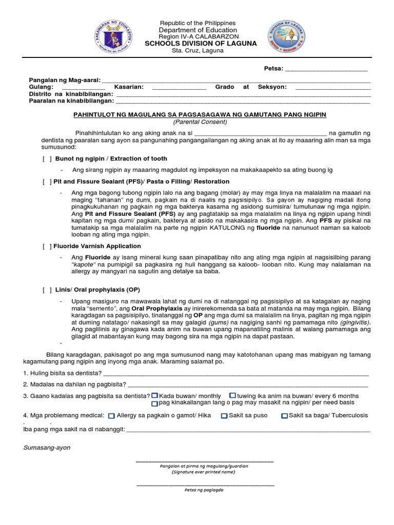 Dental Consent Form Combined Pdf