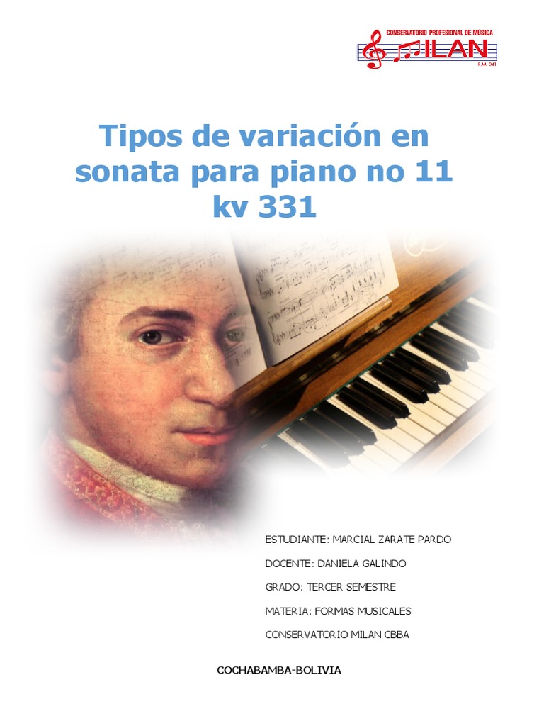 Análisis de los tipos de variación en la Sonata para piano n.o 11 de ... Análisis de los tipos de variación en la Sonata para piano n.o 11 de ...