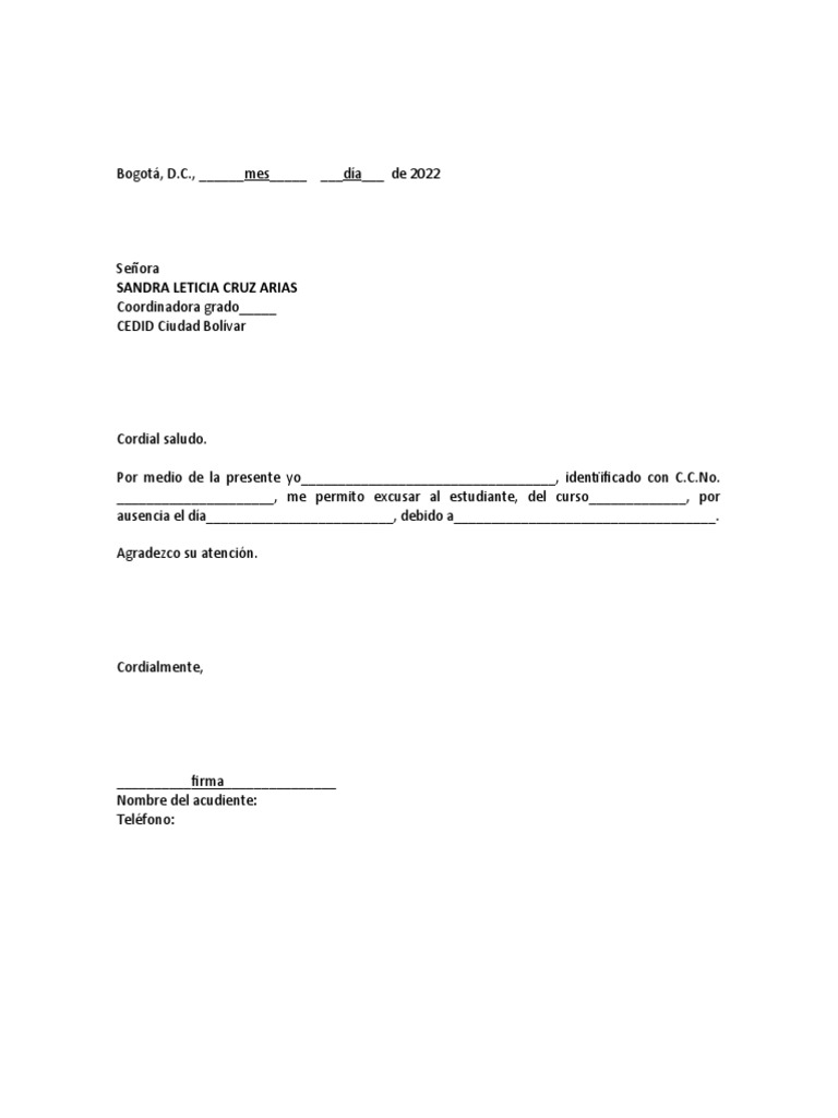 Modelo de Excusa-2 | PDF