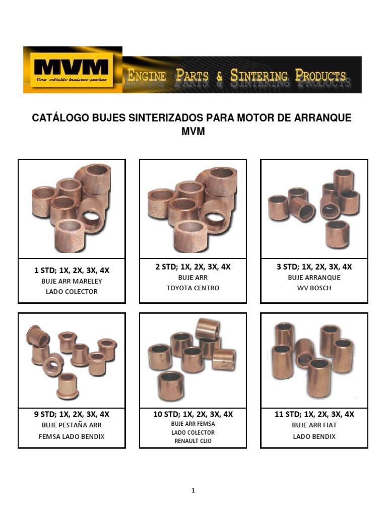 Catalogo Bujes Motor de Arranque | PDF