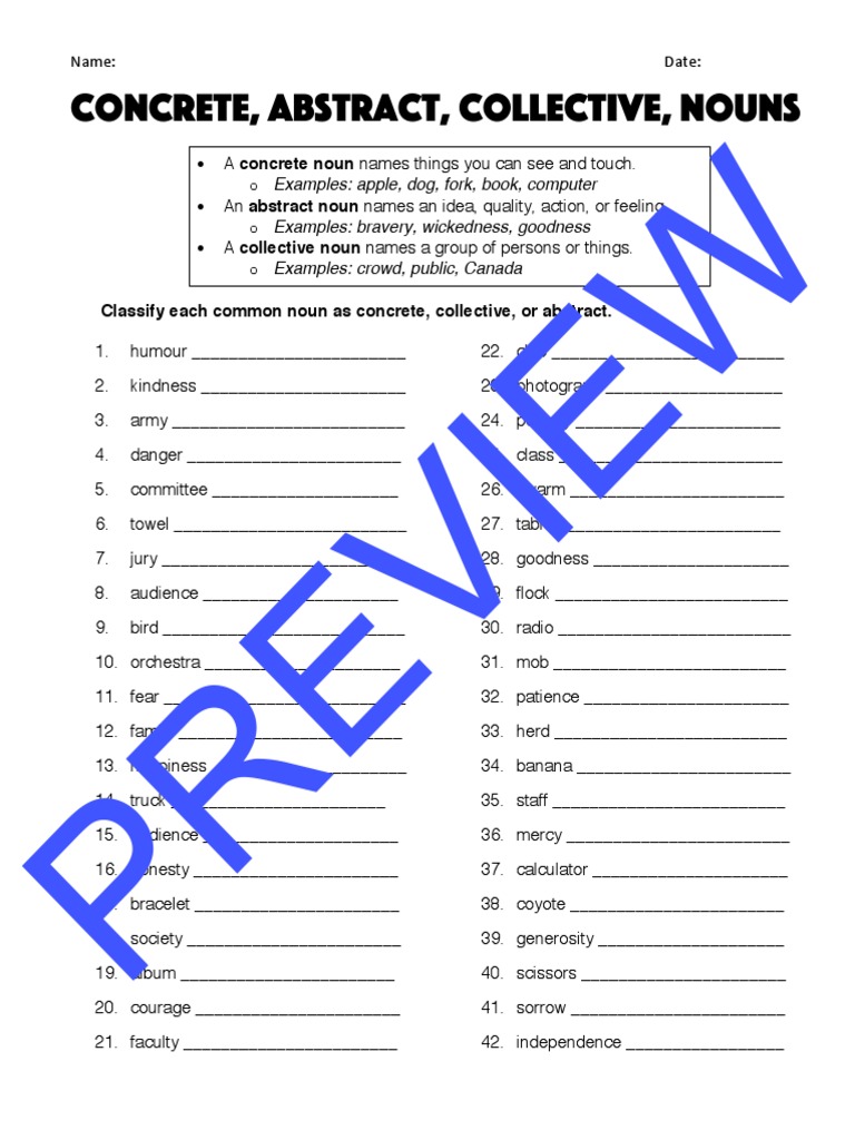 Demo Concrete Abstract Collective Nouns 4029246 | PDF | Courage | Morality