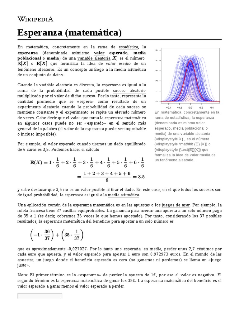Esperanza (Matemática) | PDF | Valor esperado | Matemáticas