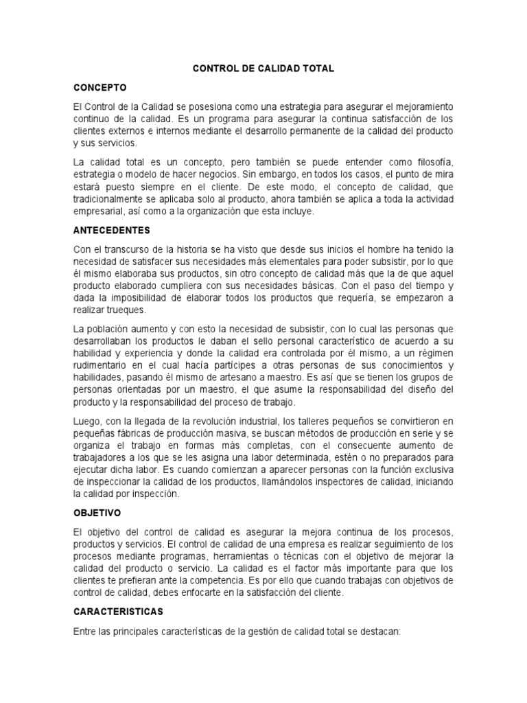 Control Total de La Calidad | PDF | Calidad (comercial) | Business