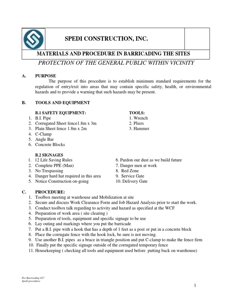 Safety Procedures for Barricading Construction Sites and Protecting the ...