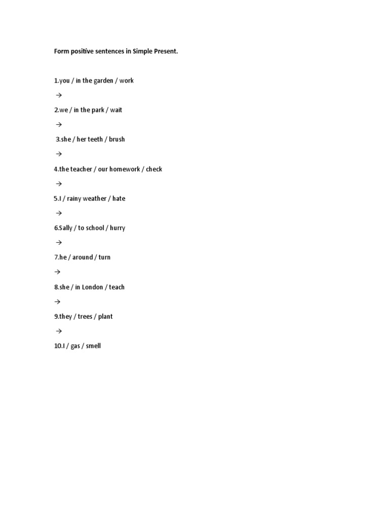 Form Positive Sentences in Simple Present | PDF | Language Arts ...