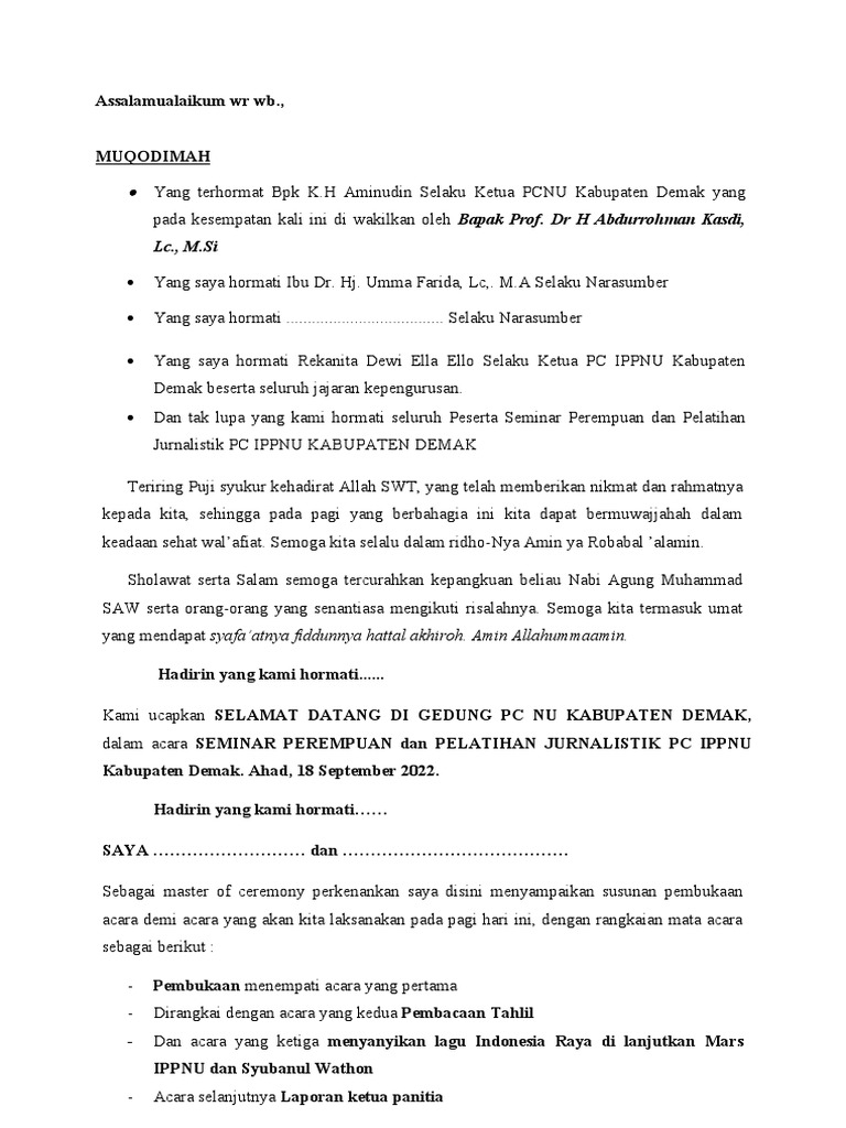 Teks MC Seminar | PDF