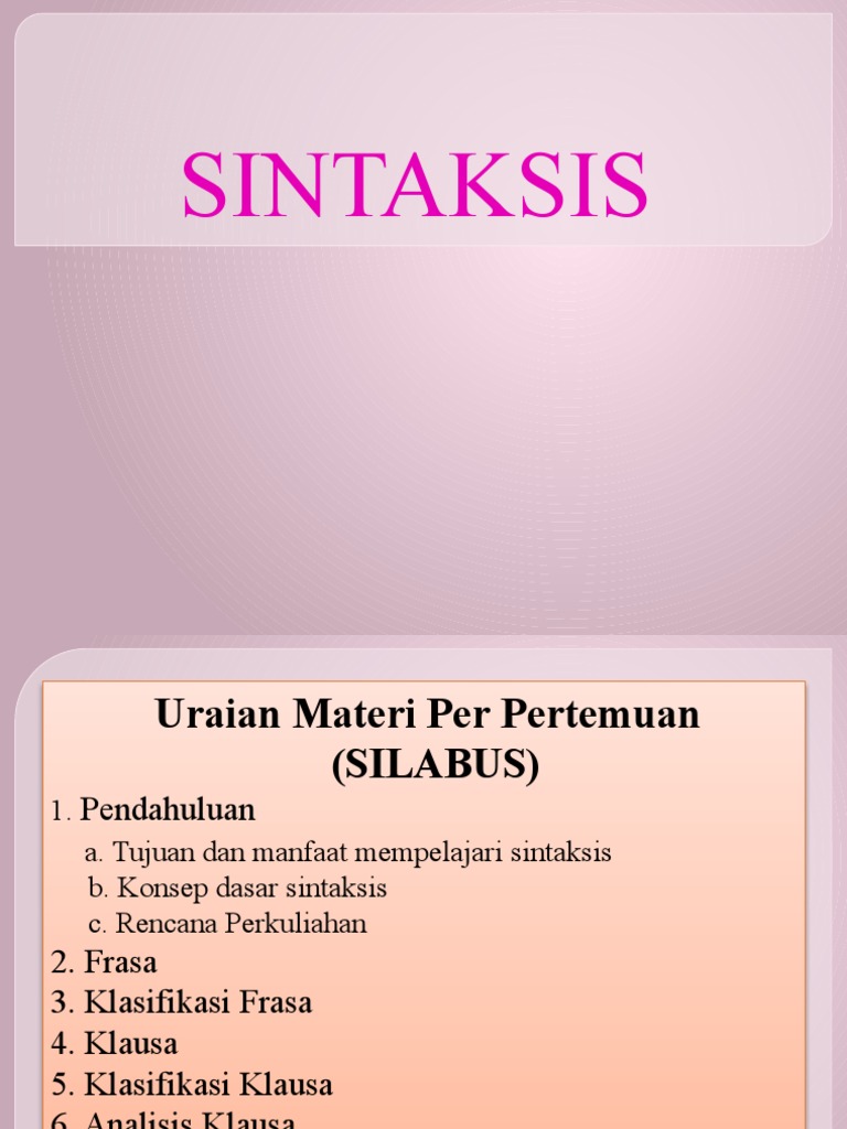 Modul PPT Sintaksis | PDF
