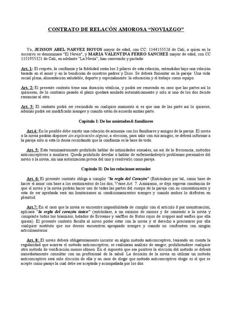 Contrato de Noviazgo | PDF | Habeas corpus | Control de la natalidad