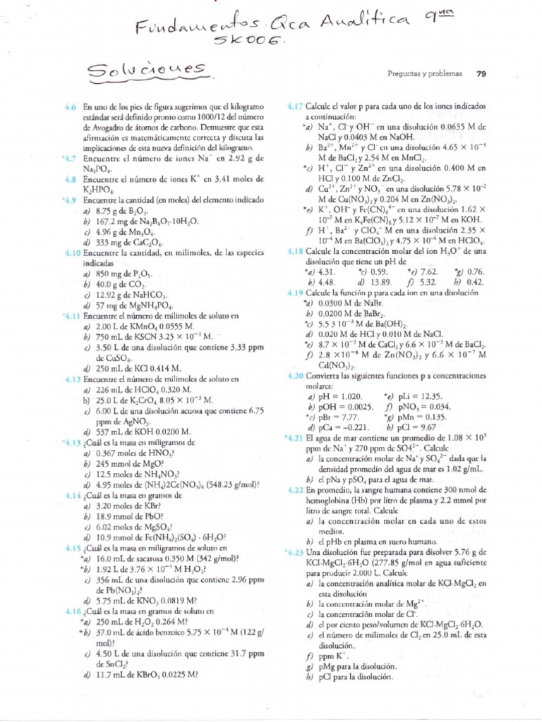TALLER 1. SOLUCIONES Skoog 9 Edi | PDF
