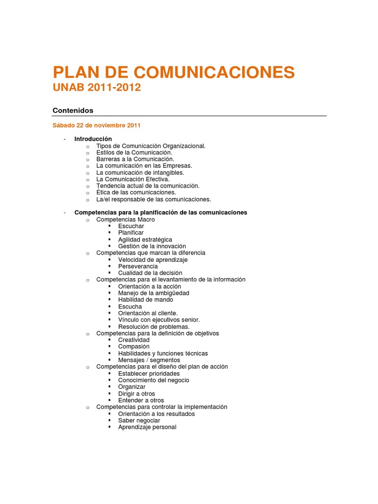 Plan de Comunicaciones | PDF | Comunicación | Marca