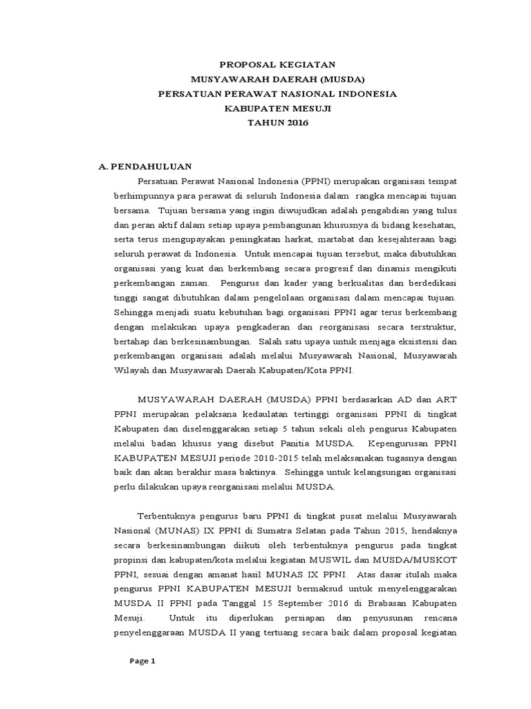 Proposal Keg Musda Ppni Mesuji | PDF | Kesehatan Holistik