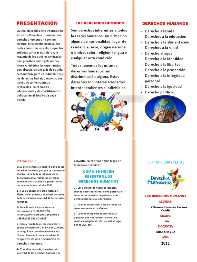 Triptico de Los Derechos Humanos | PDF | Derechos humanos | Instituciones sociales