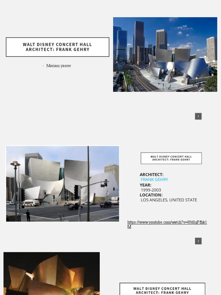 Walt Disney Concert Hall FRANK GEHRY Mariam Yasser | PDF