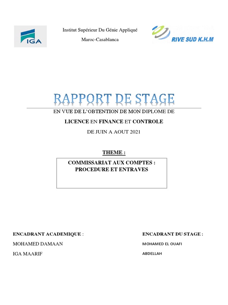 Rapport Final | PDF | Bilan comptable | Comptabilité
