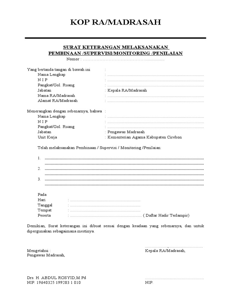 Surat Keterangan Pembinaan | PDF