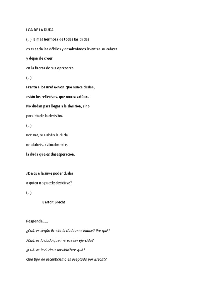 Loa de La Duda | PDF
