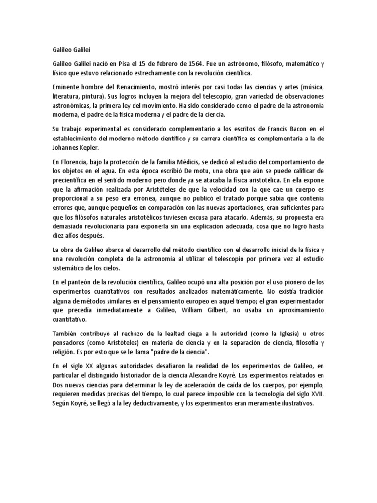 Galileo Galilei | PDF | Galileo Galilei | Física