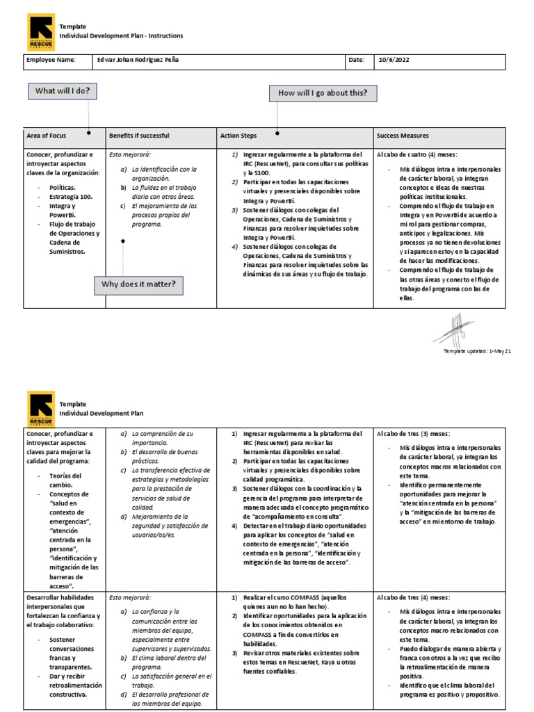 Individual Development Plan 2022 | PDF