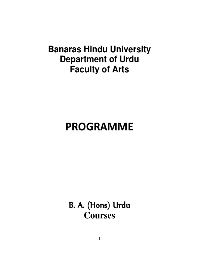 B.A Urdu BHU | PDF | Languages Of India | South Asia