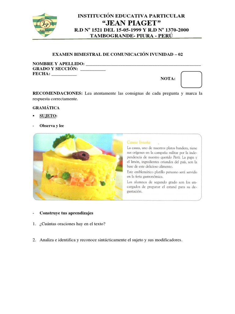 Examen Bimestral de Comunicación Ivunidad SR | PDF | Asunto (gramática ... Examen Bimestral de Comunicación Ivunidad SR | PDF | Asunto (gramática ...