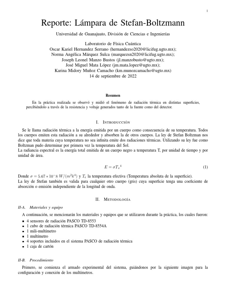 FC PR Ctica 1 | PDF | Absorción (radiación electromagnética) | Radiación