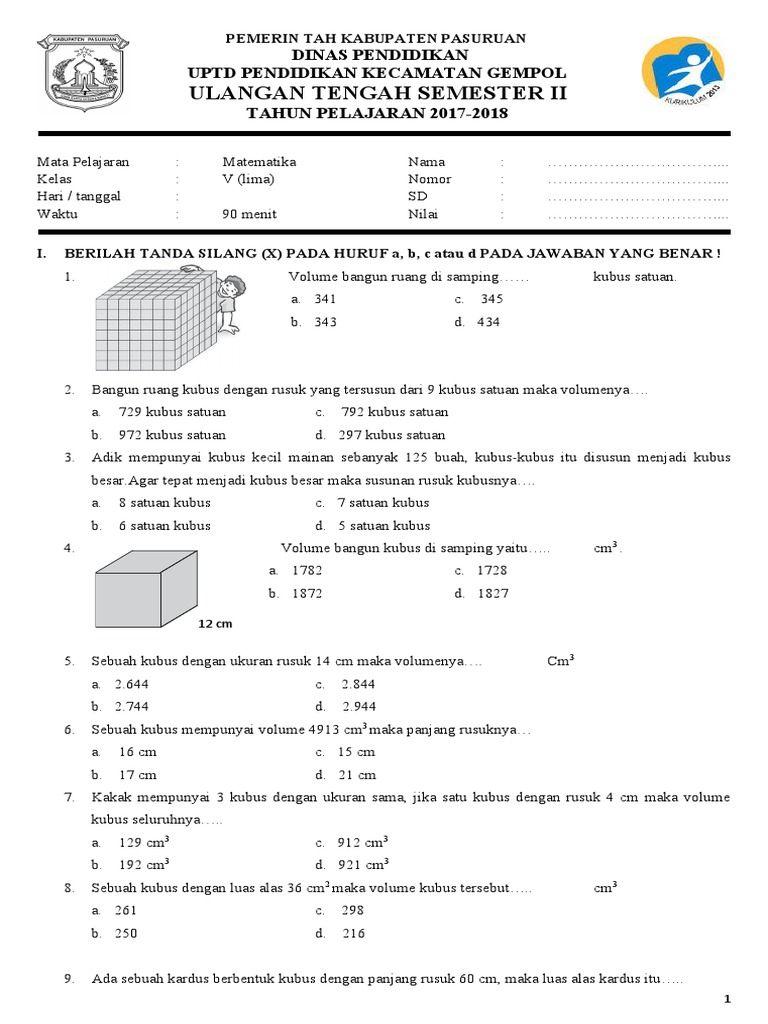Soal MTK Uts 2 2017-2018 | PDF