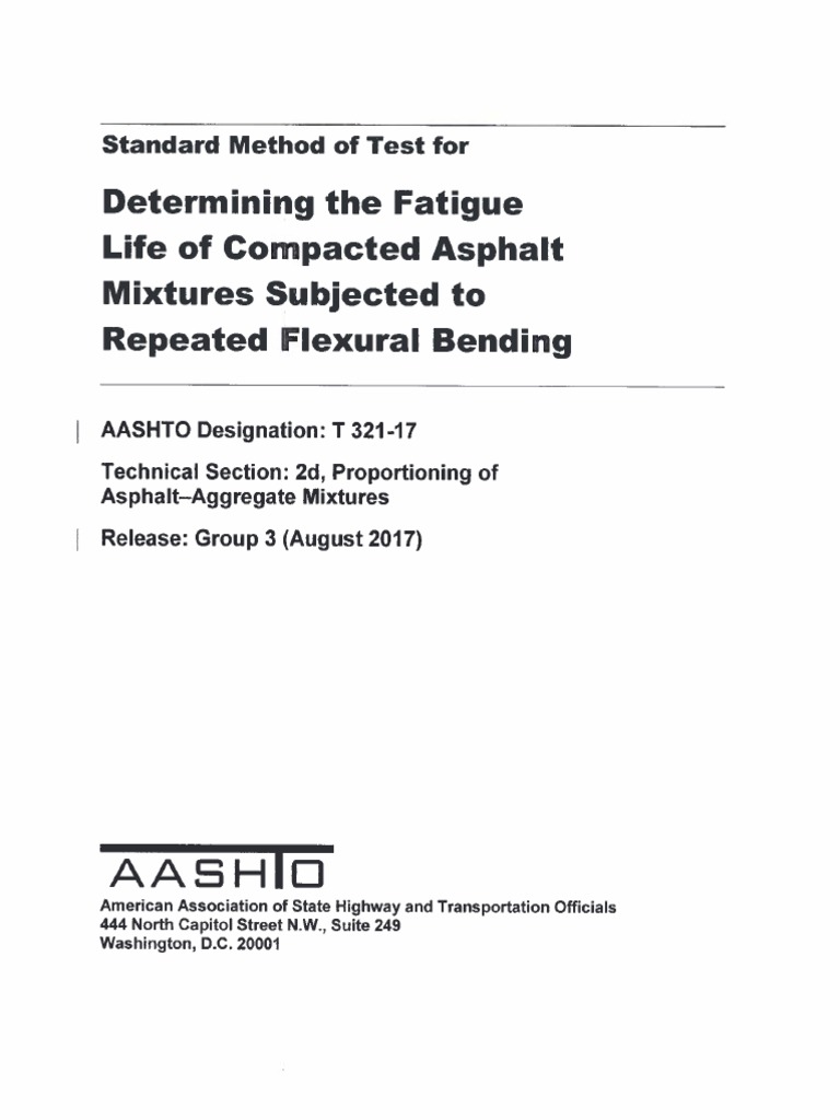 Aashto t321-17 Fatiga | PDF