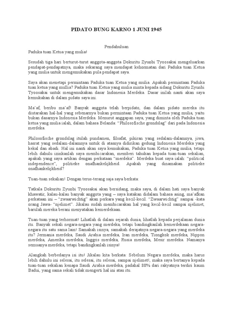Pidato Bung Karno 1 Juni 1945 | PDF