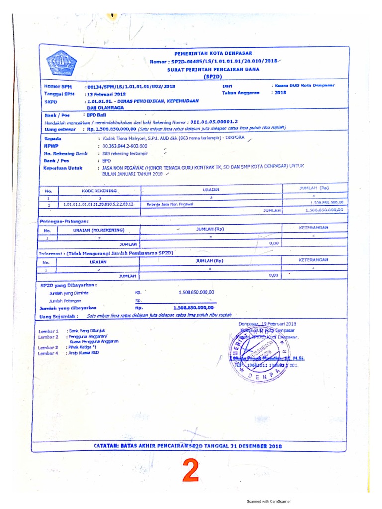 sp2d 2018 Dentim | PDF