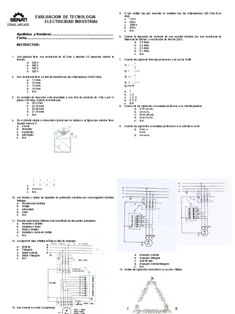Examen ELECTRICIDAD I | PDF | Corriente eléctrica | Resistencia Eléctrica y Conductancia