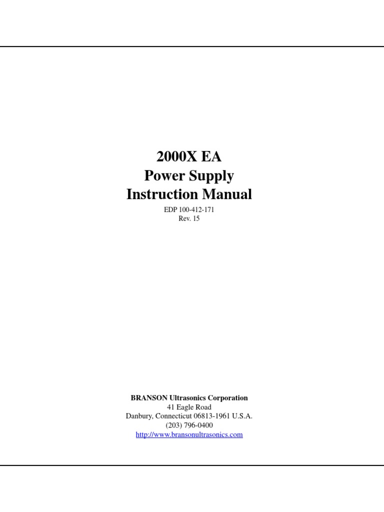 Manual 100 412 171 2000xea Power Supply Instruction Rev 15 en 5283262 | Descargar gratis PDF ...