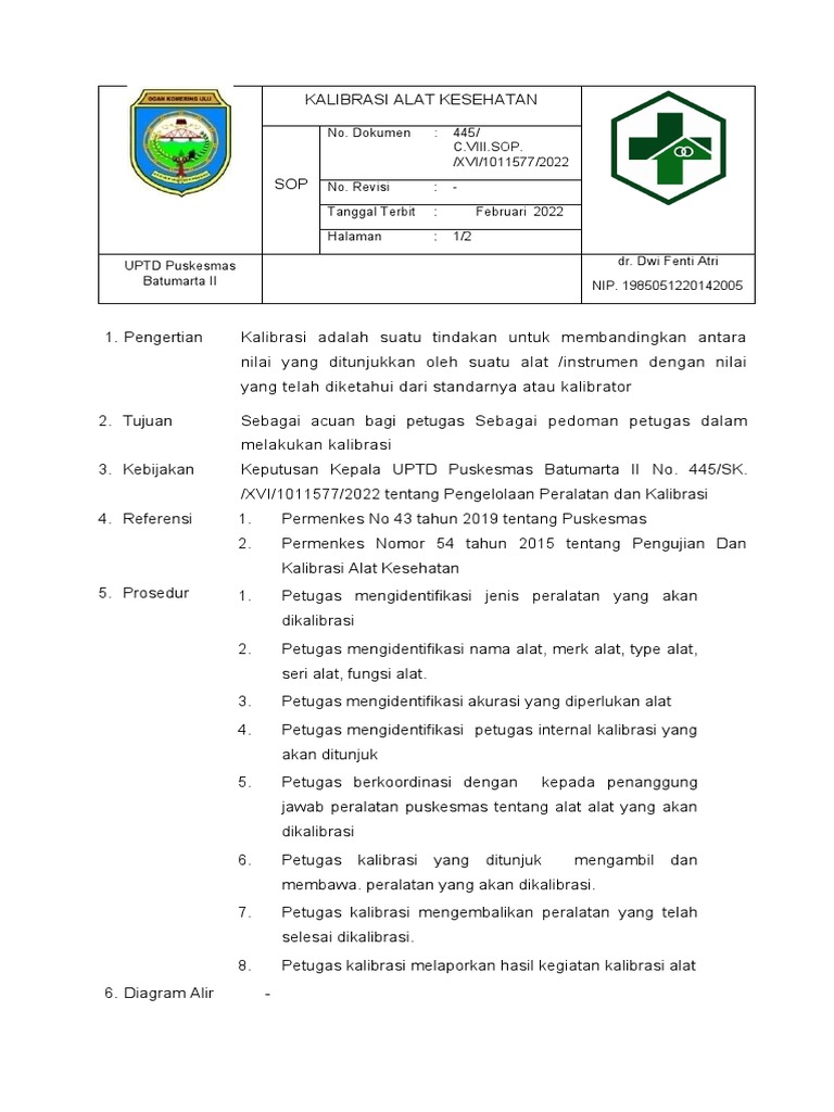 SOP Kalibrasi Alat | PDF