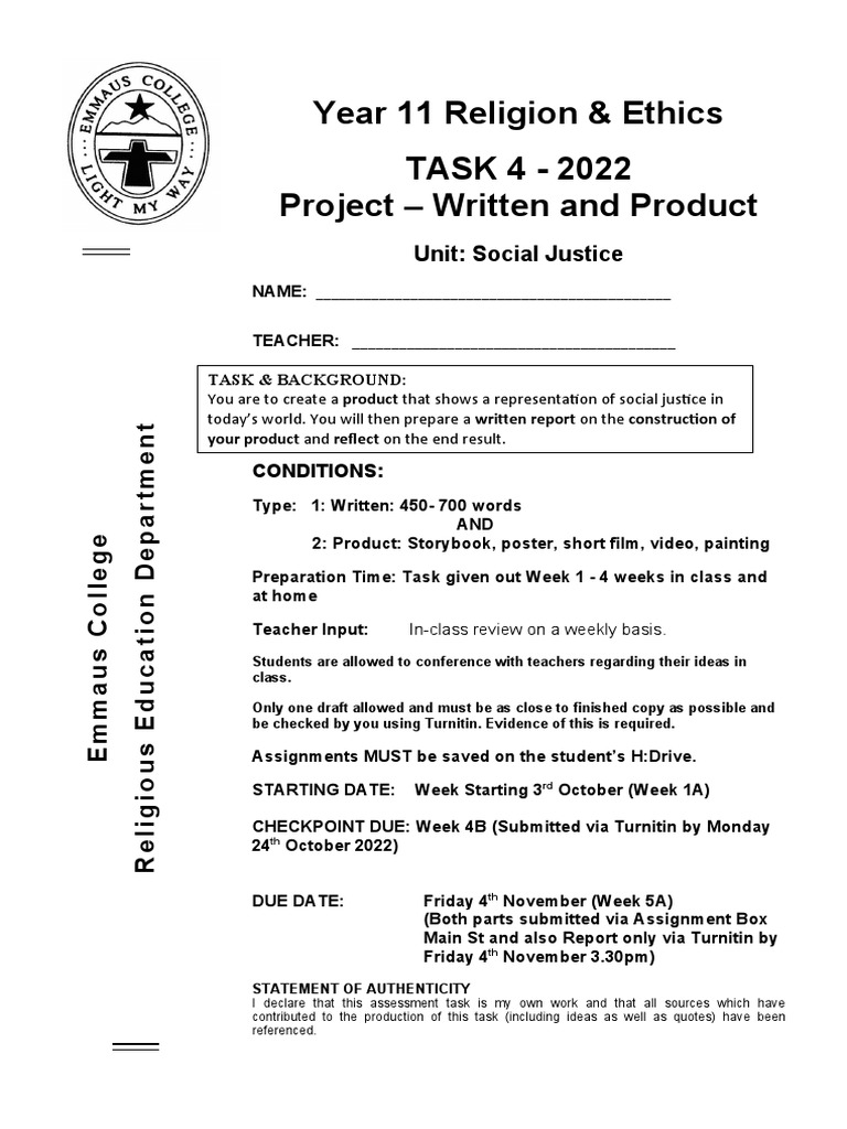 Year 11 Social Justice Project Guide | PDF | Justice | Crime & Violence