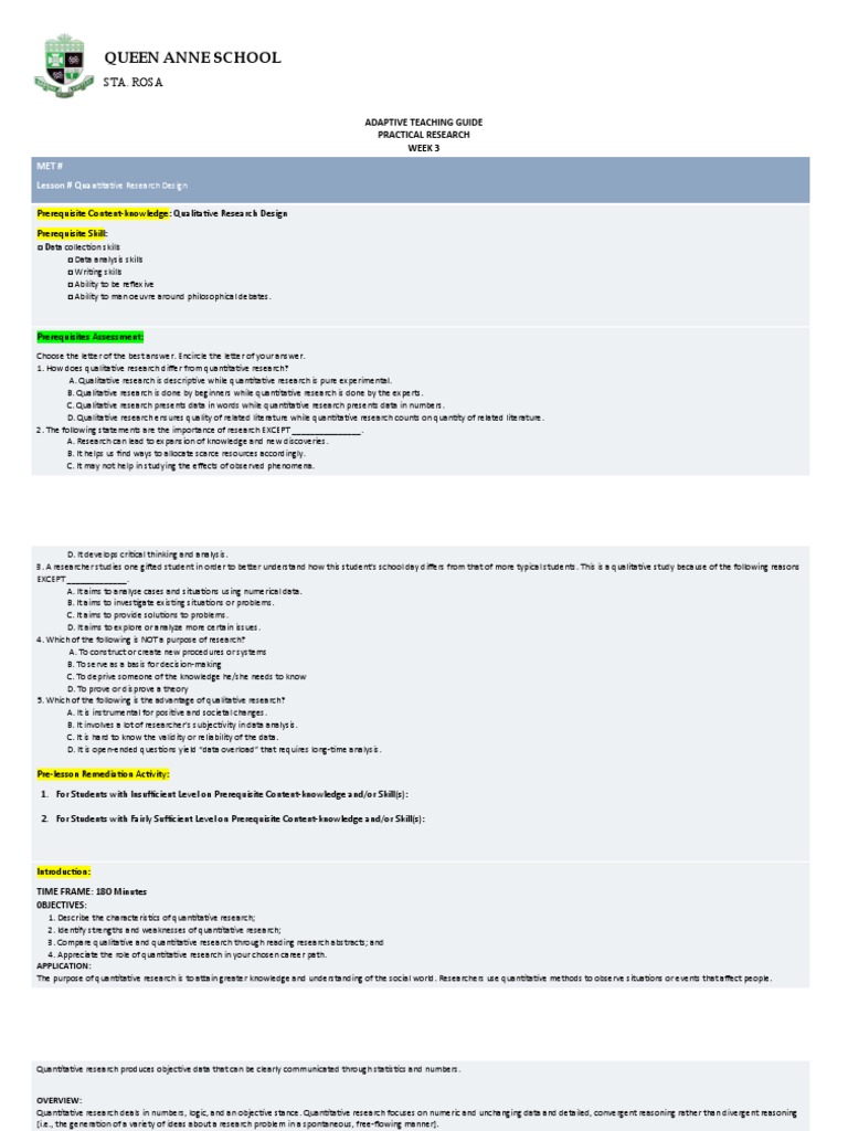 Practical Research 2 | PDF | Experiment | Quantitative Research