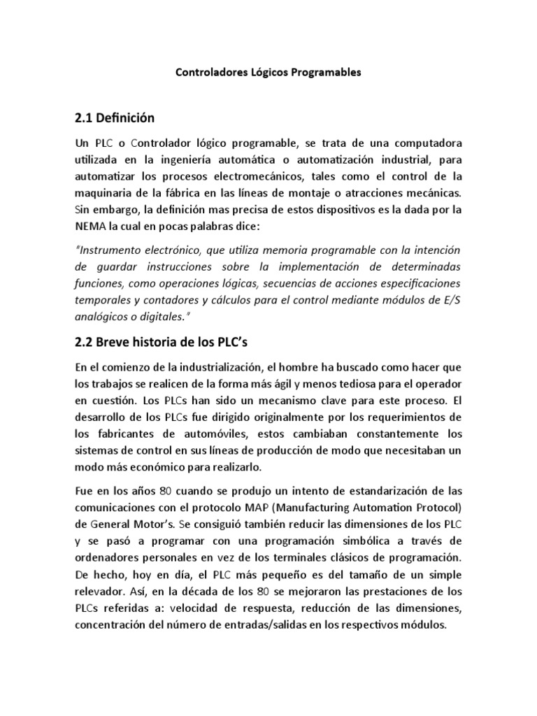 Introducción a los Controladores Lógicos Programables | PDF ...