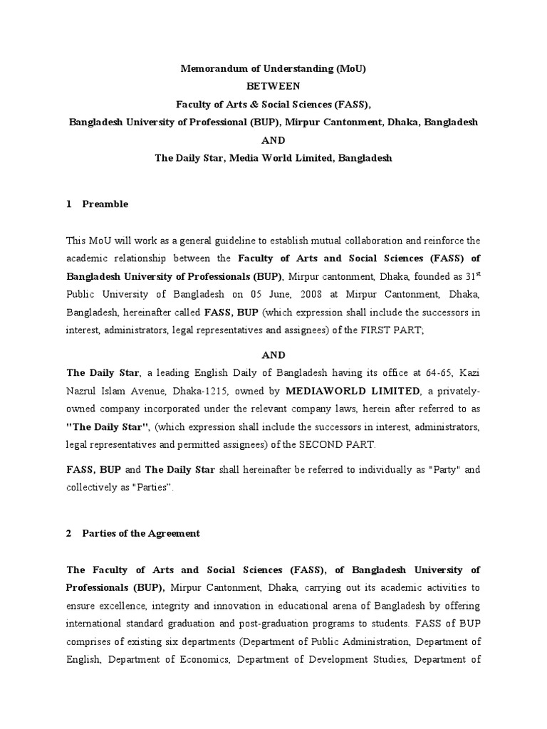 Memorandum of Understanding (MoU) | Download Free PDF | Intellectual ...